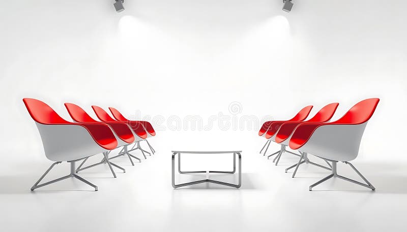 Modern Red and White Chairs in a Minimalist Waiting Room Stock ...