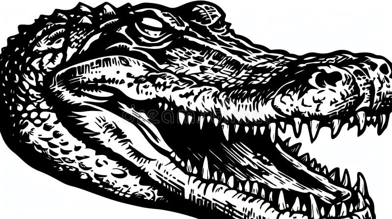 Stark Crocodile Outline, Made with Generative AI Stock Illustration ...
