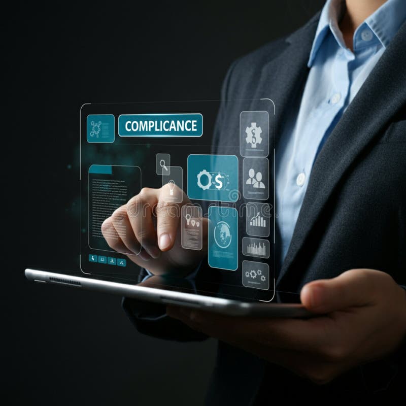 AI-Generated Image: Tablet Showing Compliance Interface with ...