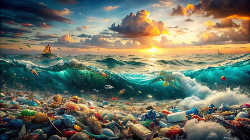 AIGenerated Visualization of Microplastic Pollution in Marine ...