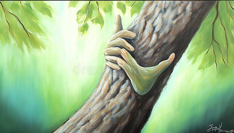 Loving Touch on the Tree, Made with Generative AI Stock Illustration ...