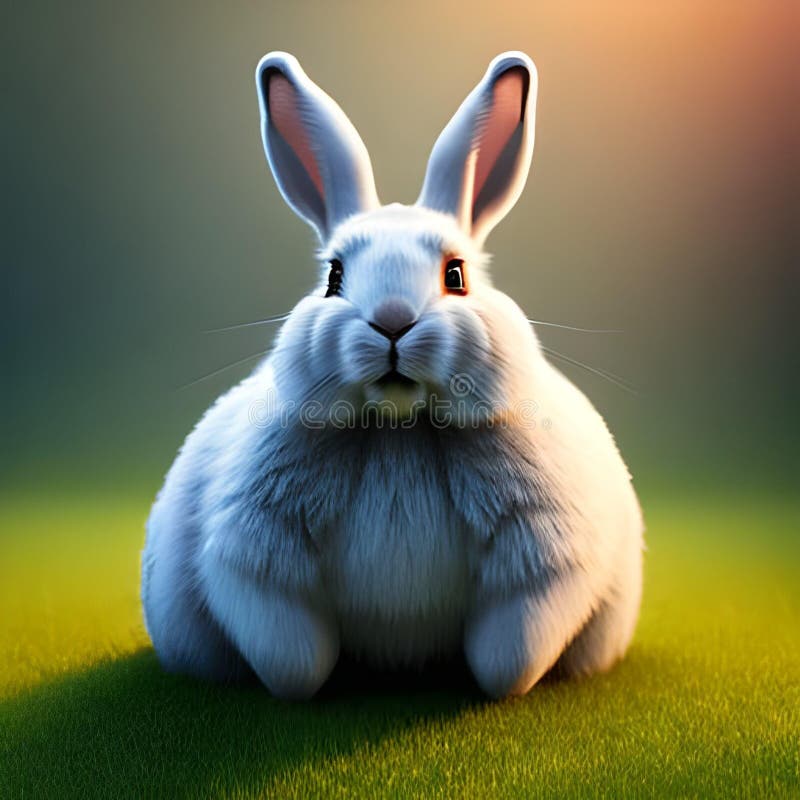 White Bunny Illustration Front on View Stock Illustration ...
