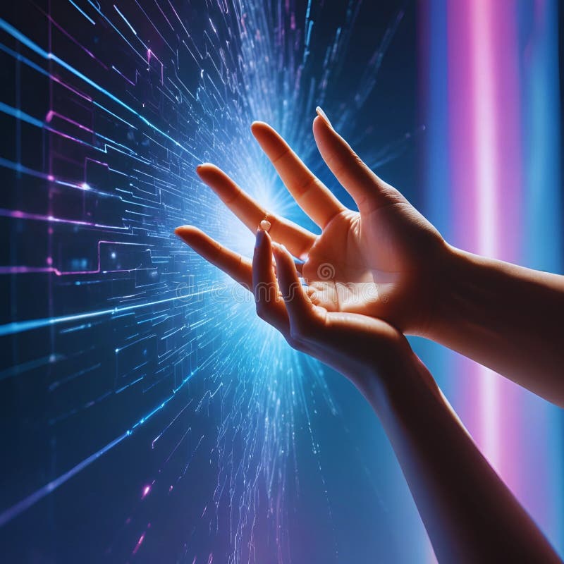 Woman Hand Reaches into the Metaverse, Illustrating Future Digital ...