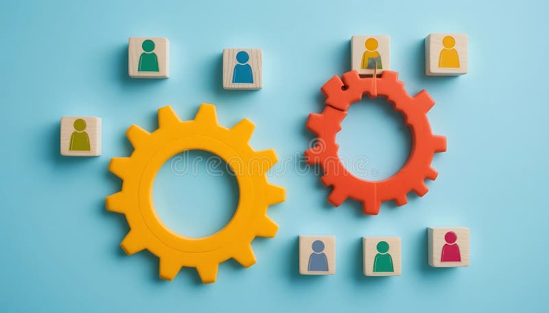 Teamwork and Collaboration: Interlocking Gears and People Stock ...