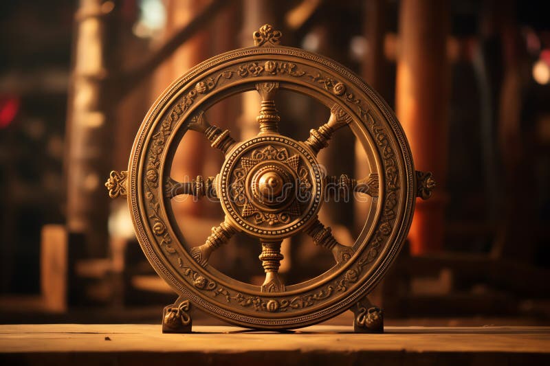 Dharmachakra. Wheel of Dharma - a Symbol of Buddhism and Hinduism Flat ...