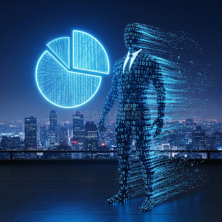 AI Generated Image of Digital Businessman Made of Binary Code with ...