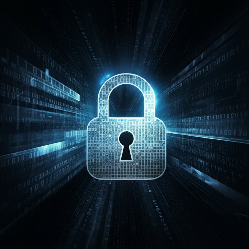 AI-Generated Image: Digital Padlock Icon with Binary Code Backdrop ...