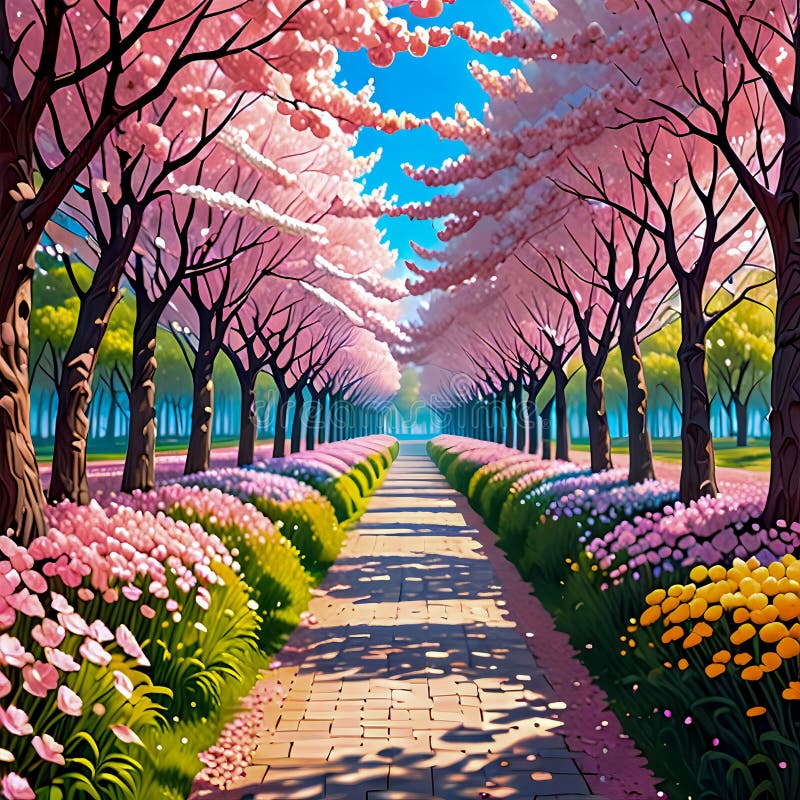 AI Generated Image, Digital Painting, Stone Path, Distant Vanishing ...