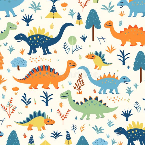 Dinosaur Pattern Background, Design Seamless Pattern, for Nursery ...