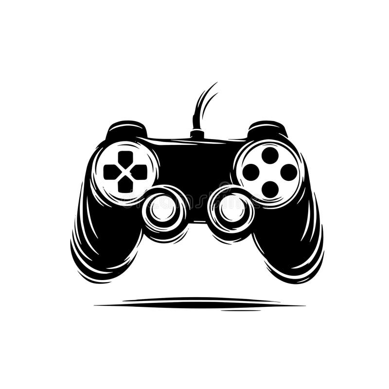 Stylized Gamepad Graphic Icon in Black and White Representing Gaming or ...
