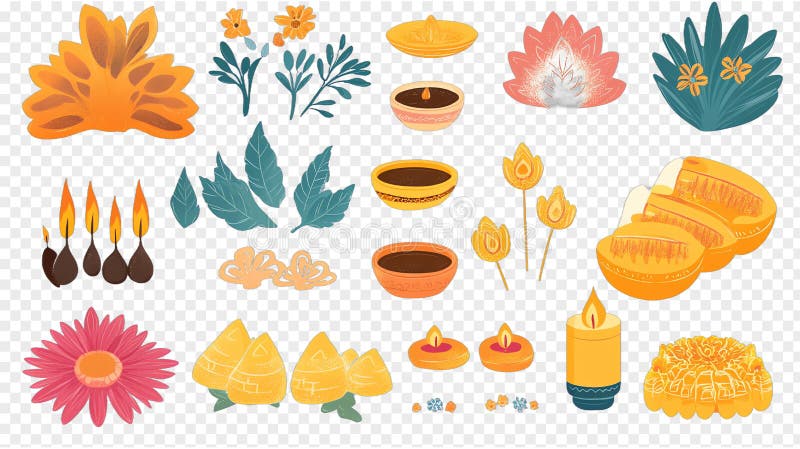 Diwali Elements Set Illustration Stock Photo - Illustration of ...