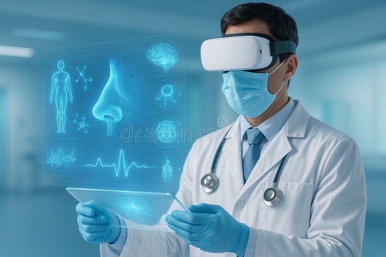 AI Generated Image of a Doctor Analyzing a Glowing 3D Olfactory System ...
