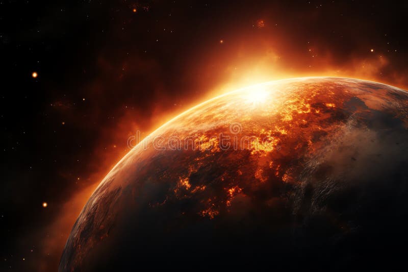 Earth Illustration with Backlight in Outer Space, Solar System Element ...