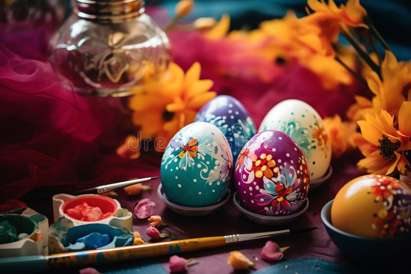 Easter Egg Coloring Kit Easter Holiday Theme Stock Illustration ...