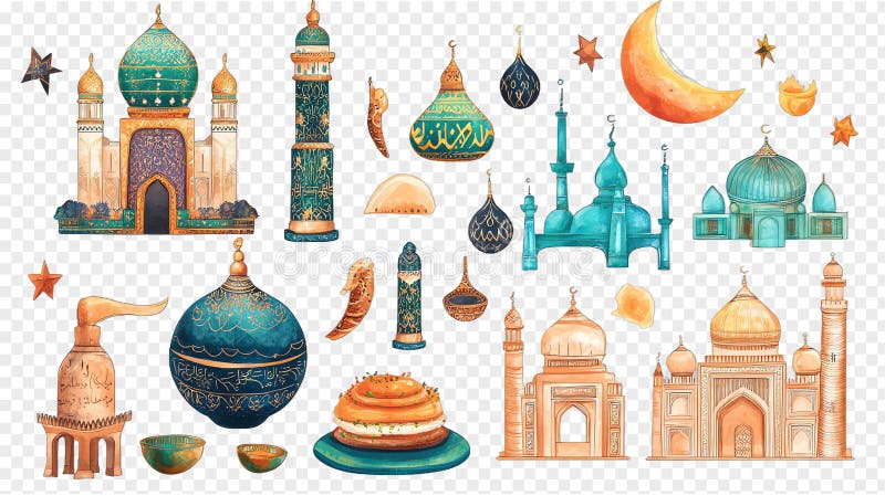 Eid Elements Set stock illustration. Illustration of symbol - 341474747