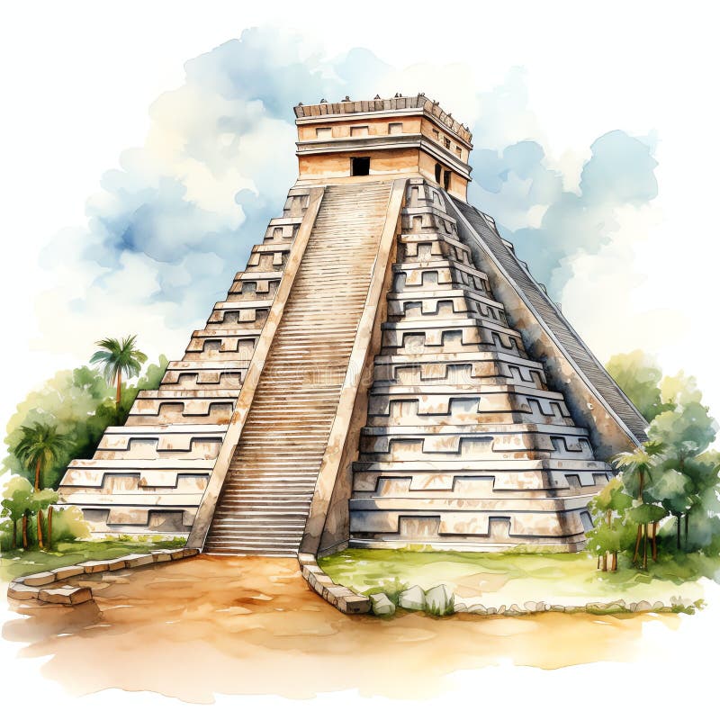 El Castillo Pyramid at Chichen Itza Featuring Its Prominent Temple ...