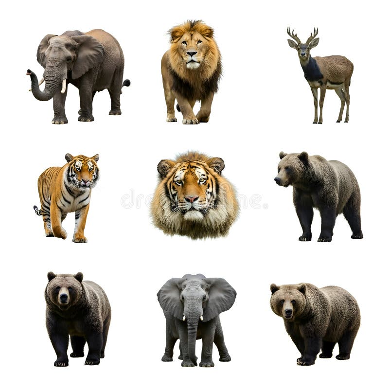 AI-Generated Image: Elephant, Lion, Deer, Tiger, Bear, and Another ...