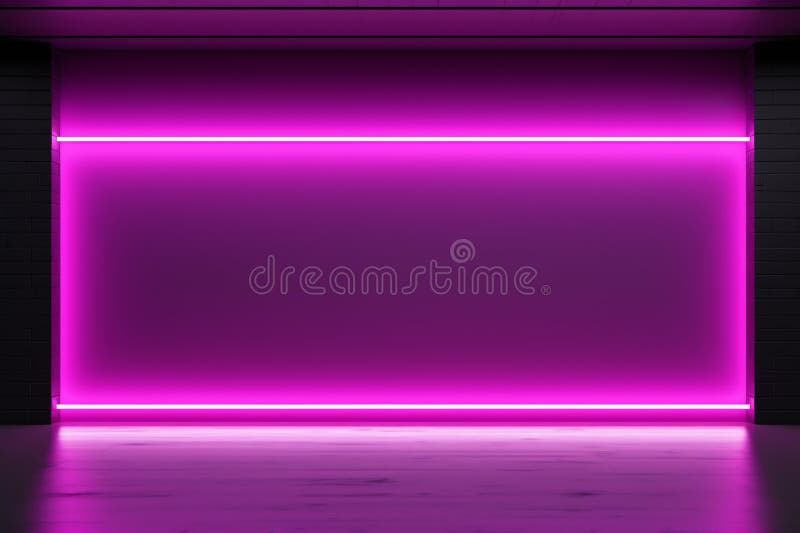 Empty Neon Light Office Wall for Logo Stock Illustration - Illustration ...