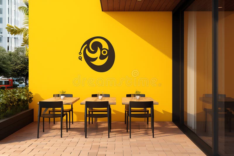 Empty Yellow Restaurant Wall for Logo Stock Illustration - Illustration ...