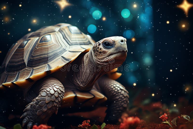 Enchanted Tortoise with a Shell Adorned in Stars Beautiful Nature ...