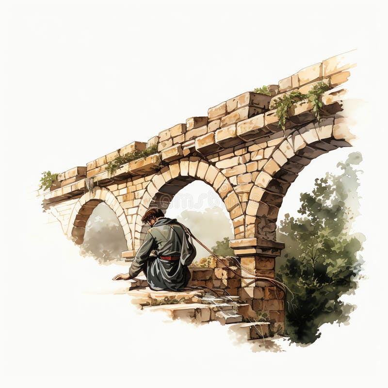 Engineer or Architect Working on a Roman Aqueduct or Bridge ...