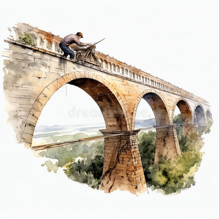 Engineer or Architect Working on a Roman Aqueduct or Bridge ...