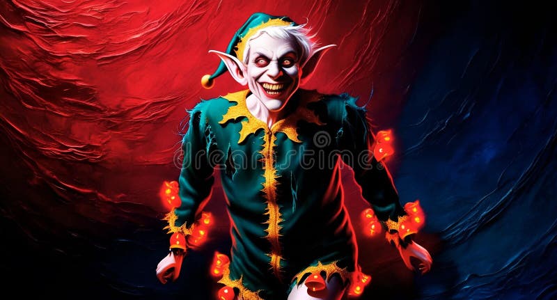 AI Generated Image of a Evil Looking Santas Elf Stock Illustration ...
