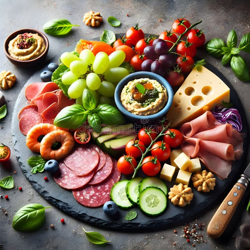 Professional Meat and Cheese Platter Arrangement Stock Illustration ...