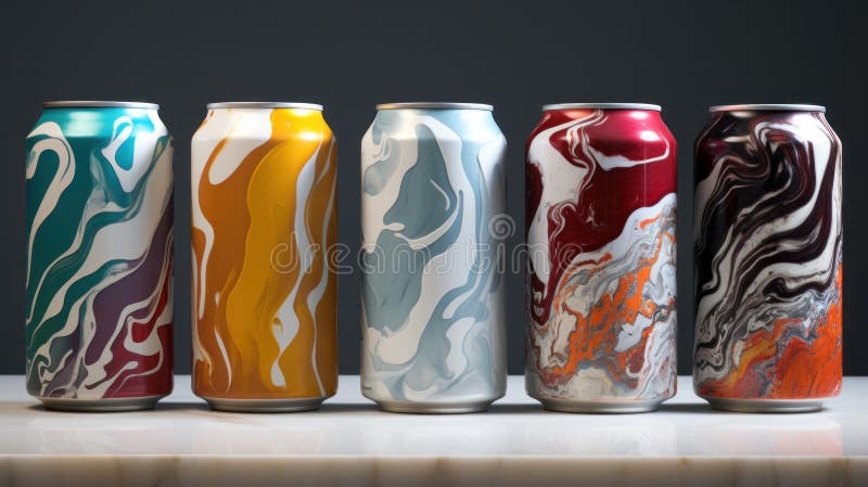 Vibrant and Creative Designs Adorn Colorful Soda Cans, a Refreshing ...