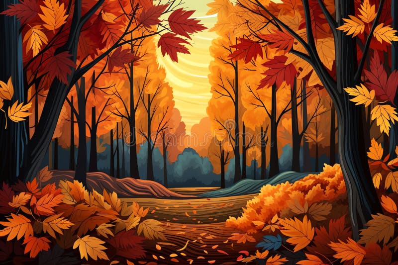 Fall Foliage Backdrop Watercolor Border Frame Stock Illustration ...