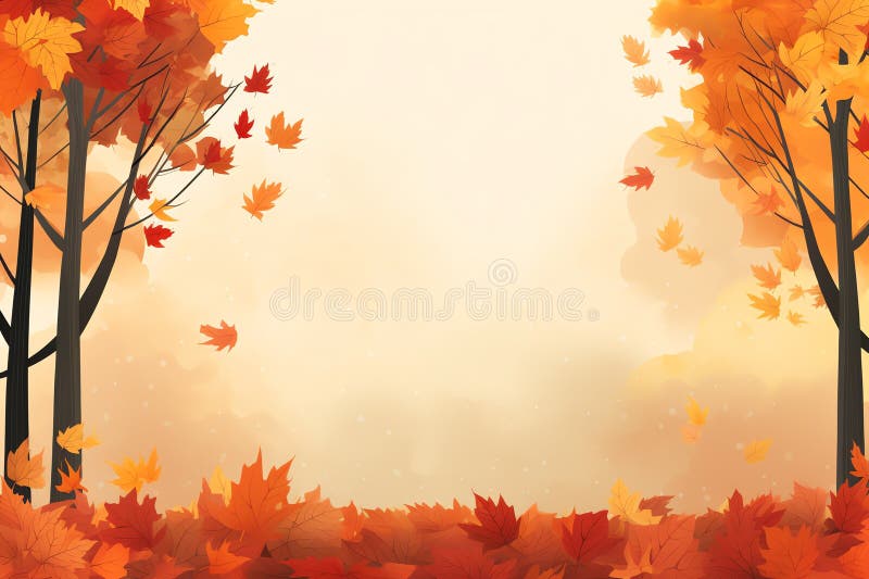 Fall Foliage Backdrop Watercolor Border Frame Stock Illustration ...