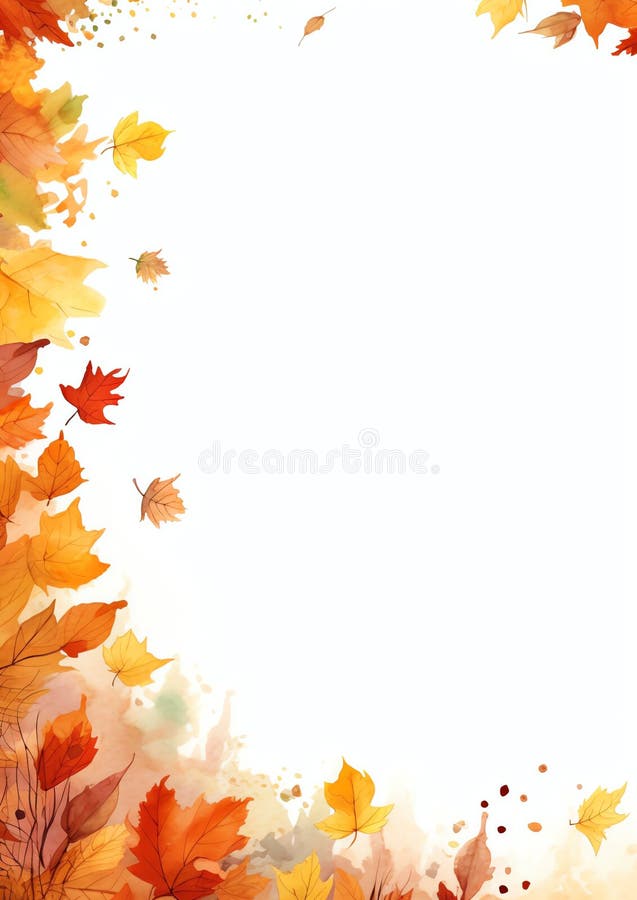 Fall Leaves Scattered on the Ground Watercolor Border Stock ...
