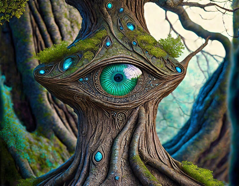 A tree with an eye stock illustration. Illustration of ambiance - 295956457