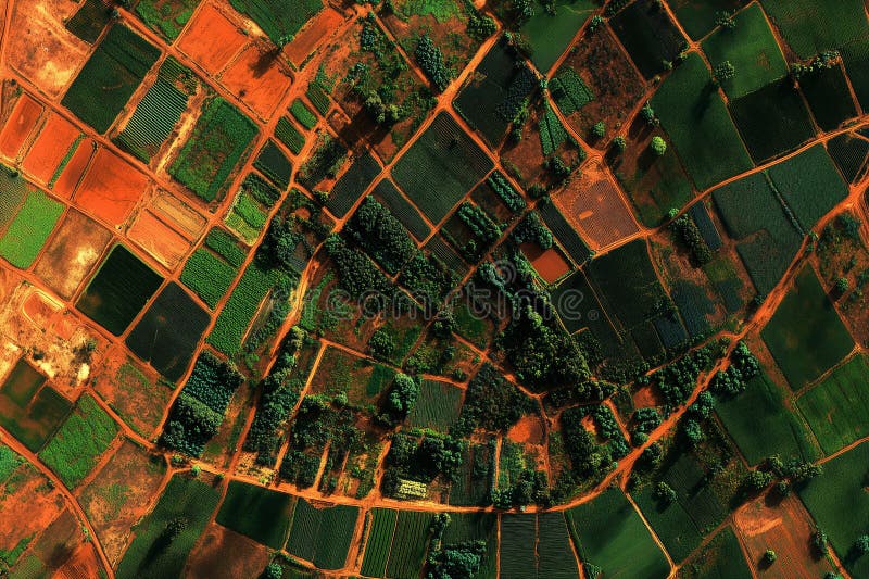 Aerial View of Diverse Plant Cultivation, Showcasing Rows of Various ...