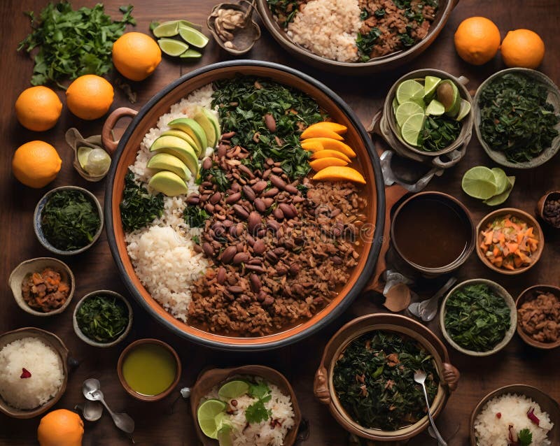 Assorted Foods and Ingredients Spread Out on Table Created by AI Stock ...