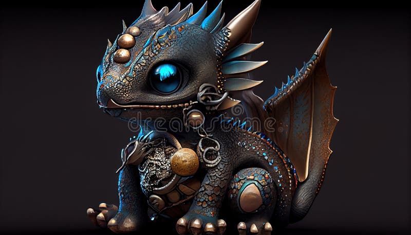 Steampunk-Inspired Biomechanical Baby Dragon, an AI-Generated ...