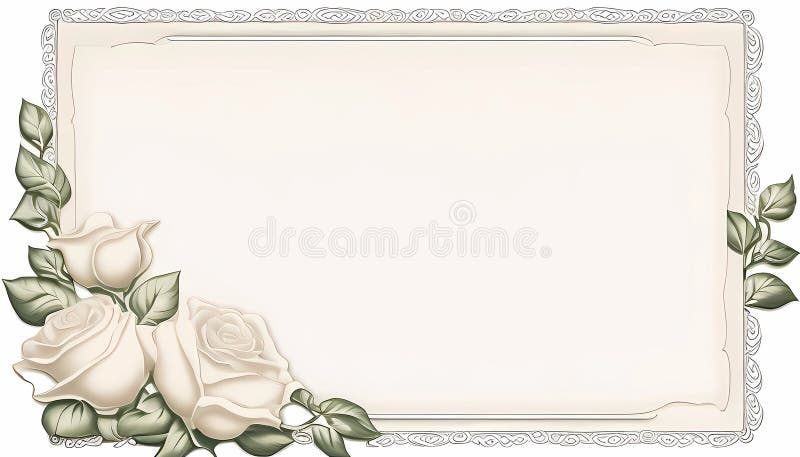 Rose-bordered Blank Page, Made with Generative AI Stock Illustration ...