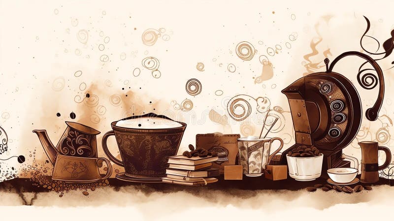 Whimsical Coffee Decorated Page, Made with Generative AI Stock ...