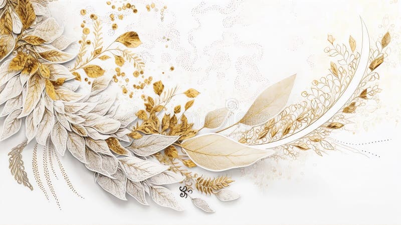 Whimsical Gold Leaf Corner, Made with Generative AI Stock Illustration ...