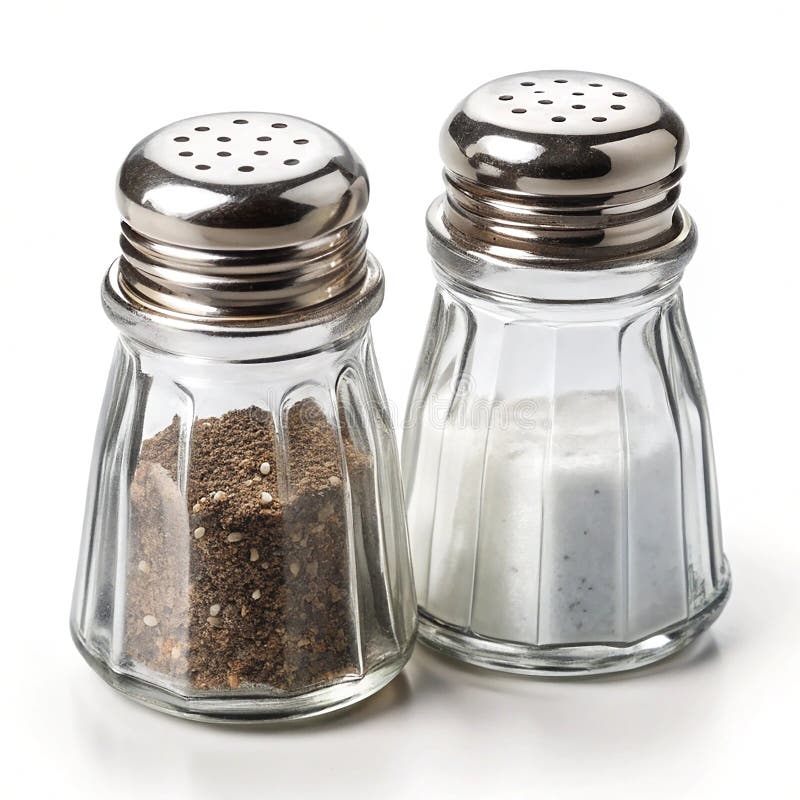 Clear Glass Salt and Pepper Shakers on White Background Stock Image ...