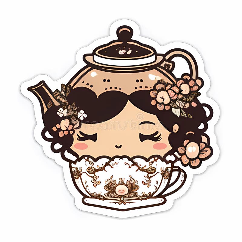 Kawaii Focus Sticker, Made with Generative AI Stock Illustration ...