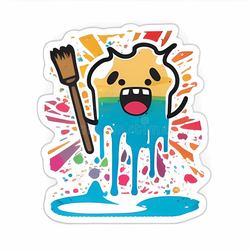 Kawaii Focus Sticker, Made with Generative AI Stock Illustration ...