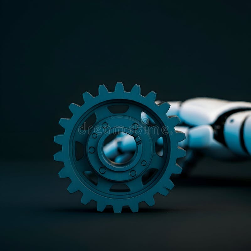 AI Generated: Dark Gray Gear and White Robot Arm Stock Illustration ...