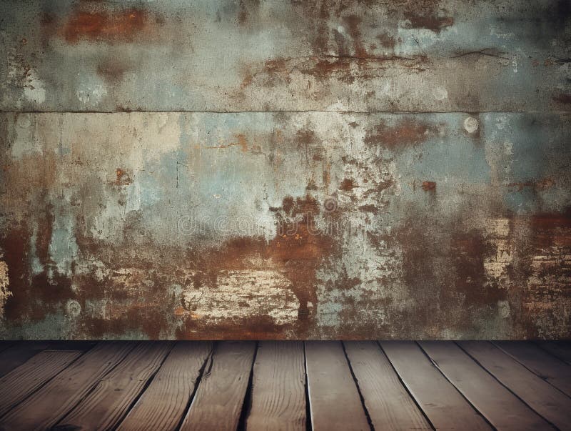 Rusty Metal Wall Texture Wood Floor Stock Illustration - Illustration ...