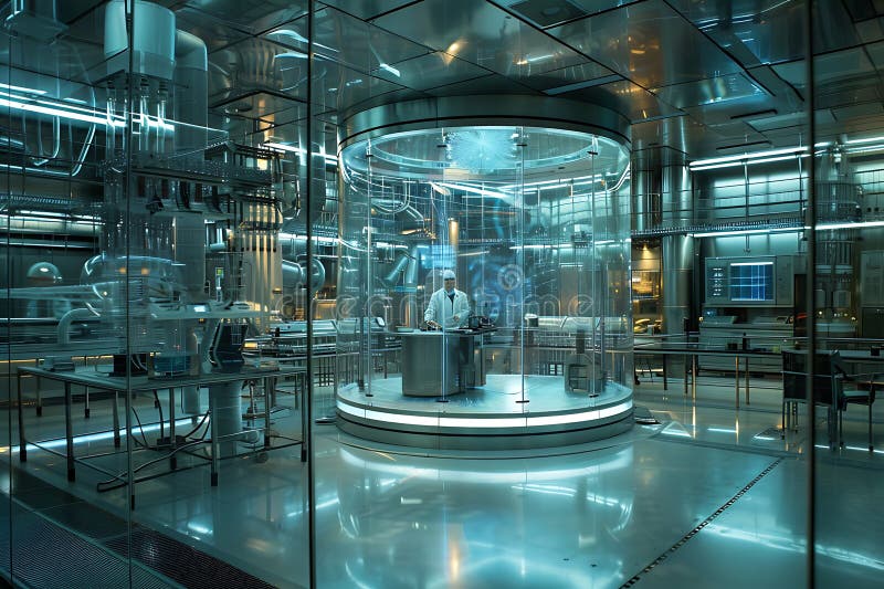 Futuristic Technology Lab with Advanced Medical Equipment in a Glass ...