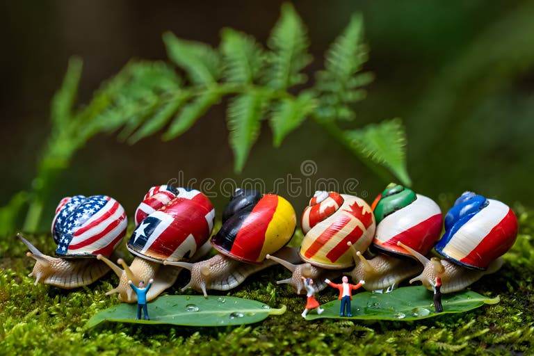 AI Generated Snails with Painted Shells Featuring World Flags Stock ...
