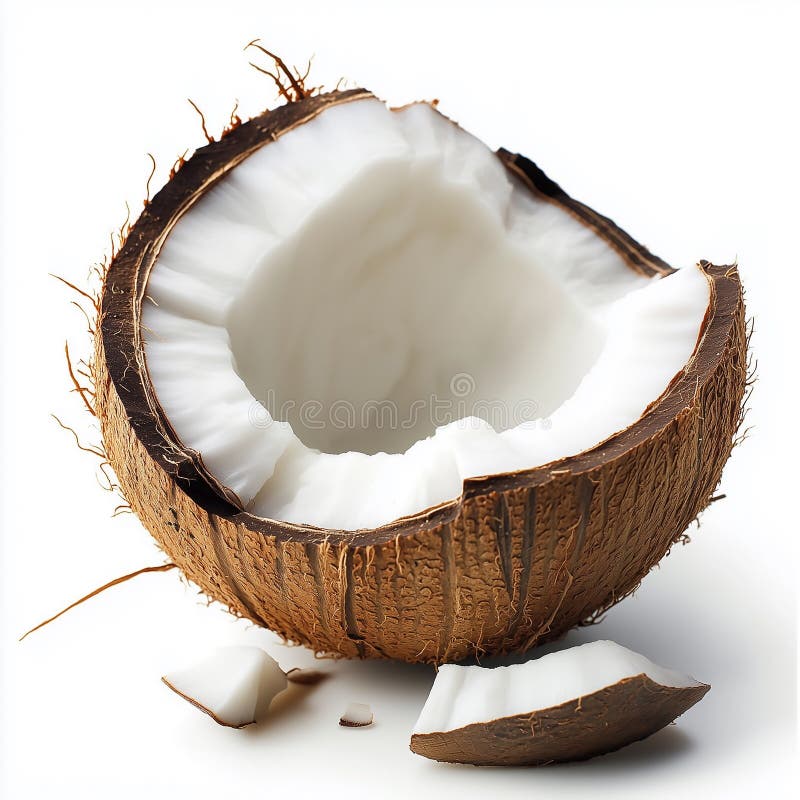 Half of Coconut Isolated on White, Piece of Coconut As Package Design ...