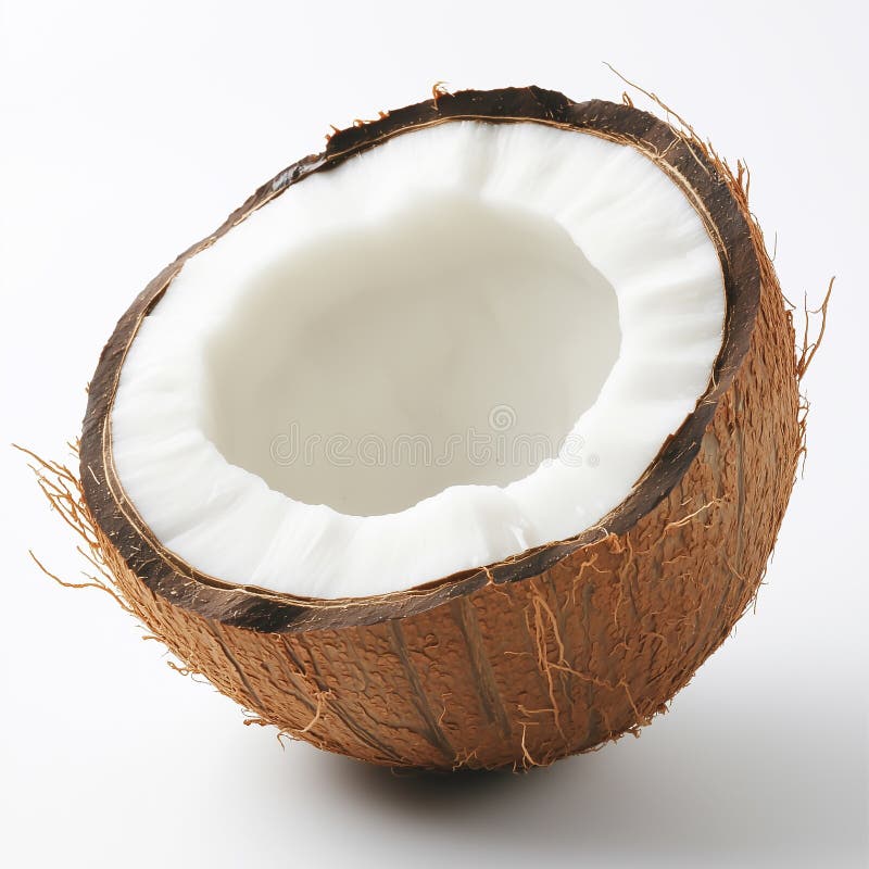 Half of Coconut Isolated on White, Piece of Coconut As Package Design ...