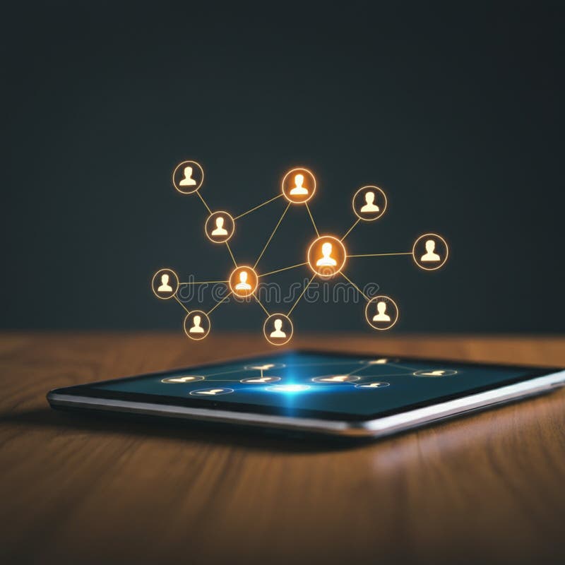 AI-Generated Image of Tablet with Login Screen and Glowing Network of ...