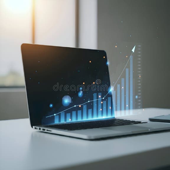 AI-Generated: Laptop Screen Displaying a Graph with Increasing Data ...